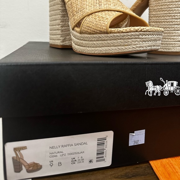 Coach | Shoes | Coach Womens Nelly Raffia Platform Sandals 9 | Poshmark